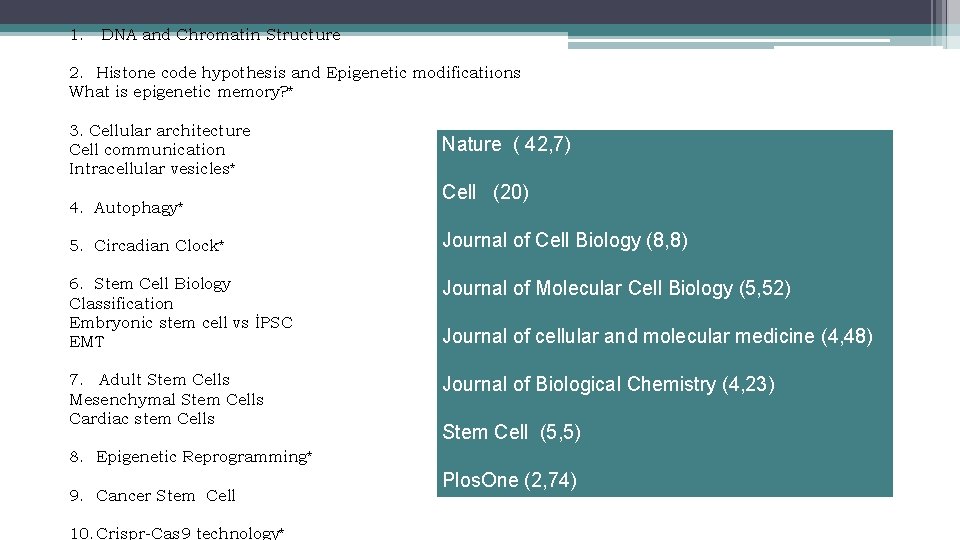 1 DNA and Chromatin Structure 2 Histone code