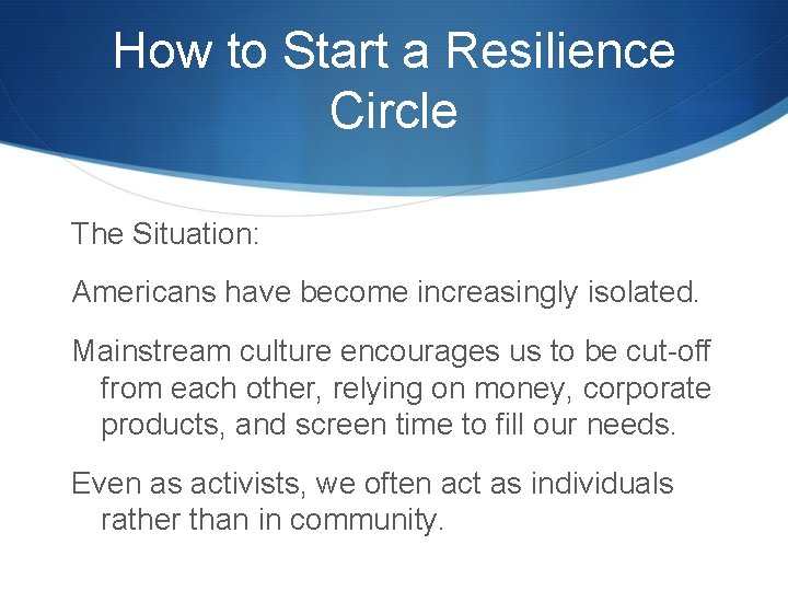 How to Start a Resilience Circle October 23