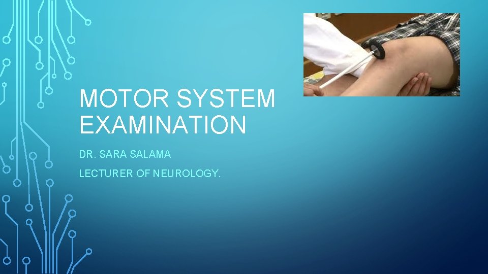 MOTOR SYSTEM EXAMINATION DR SARA SALAMA LECTURER OF