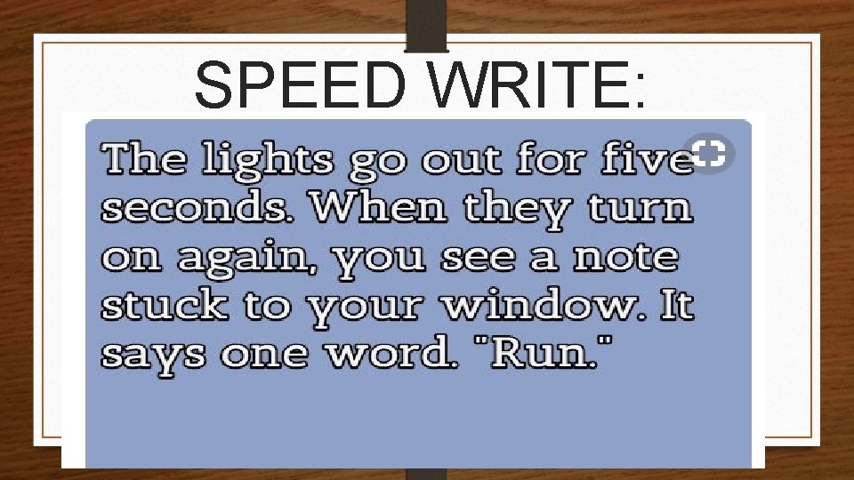 In this Power Point Speed Write Runons Kahoot