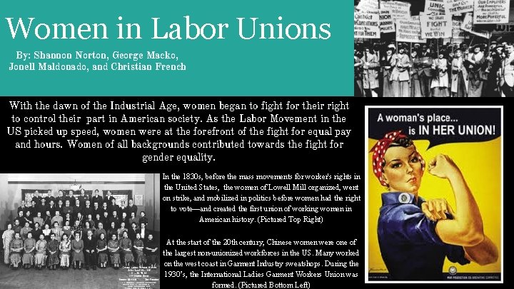 Women in Labor Unions By Shannon Norton George