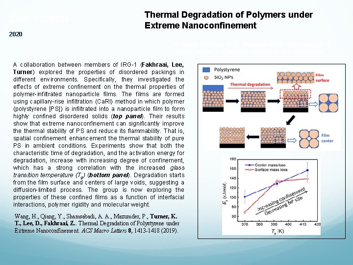DMR 1720530 Thermal Degradation of Polymers under Extreme