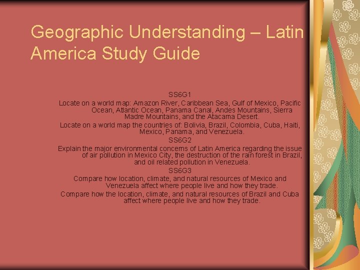 Geographic Understanding Latin America Study Guide SS 6