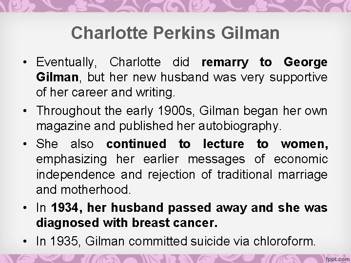 Charlotte Perkins Gilman 1830 1886 Charlotte Perkins Gilman
