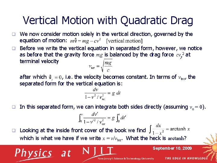 Physics 430 Lecture 4 Quadratic Air Resistance Dale
