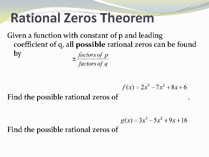 Section 2 4 Real Zeros of Polynomial Functions