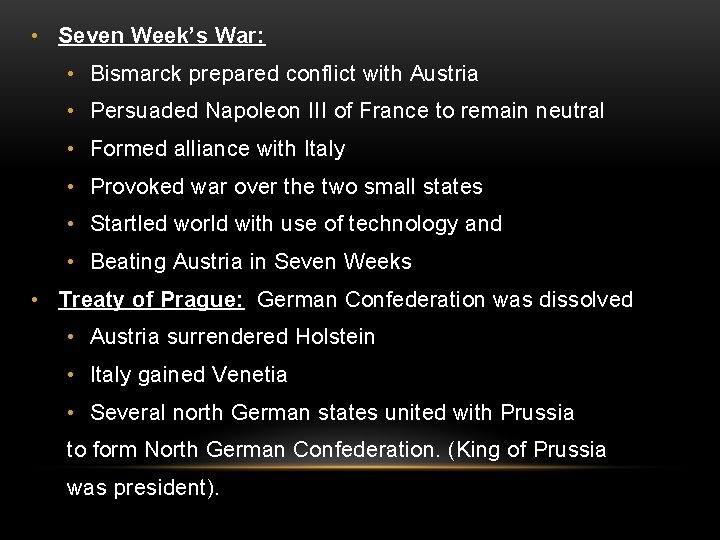 UNIFICATION OF GERMANY PRUSSIA AS LEADER 1800s Germany