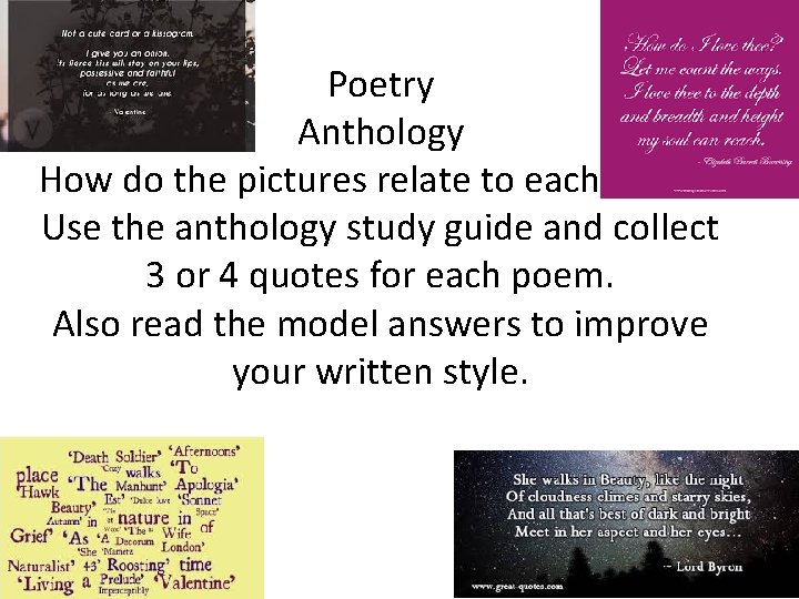 Poetry Anthology How do the pictures relate to