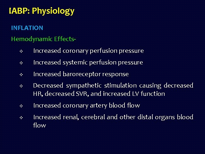 IABP Intraaortic balloon pump counterpulsation Acute circulatory support