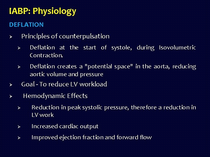 IABP Intraaortic balloon pump counterpulsation Acute circulatory support