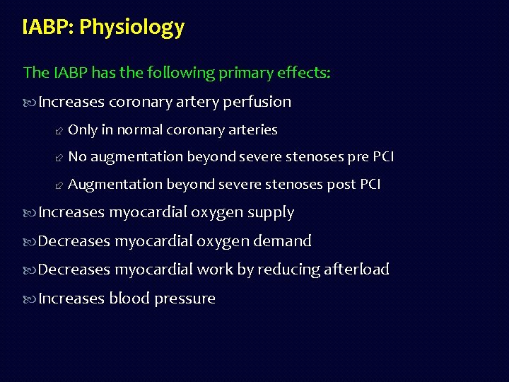 IABP Intraaortic balloon pump counterpulsation Acute circulatory support