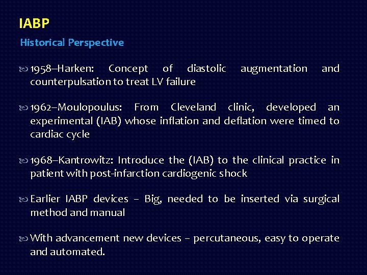 IABP Intraaortic balloon pump counterpulsation Acute circulatory support