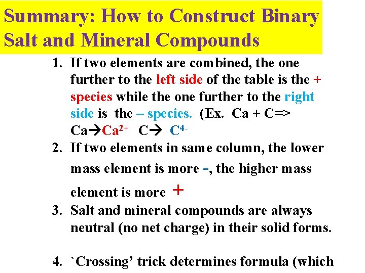 Summary How to Construct Binary Salt and Mineral