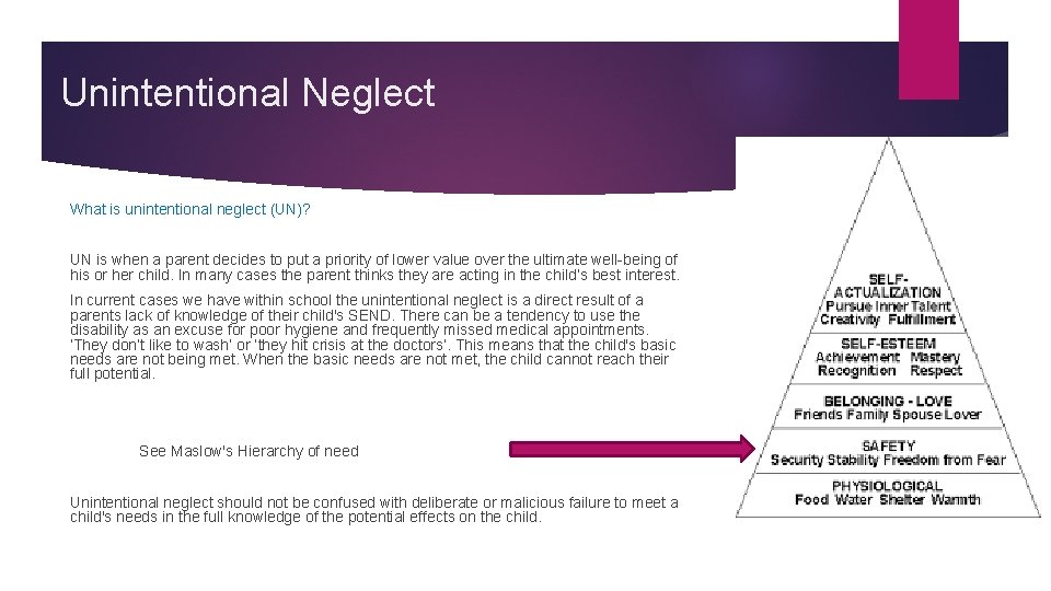 Neglect and young people with special educational needs