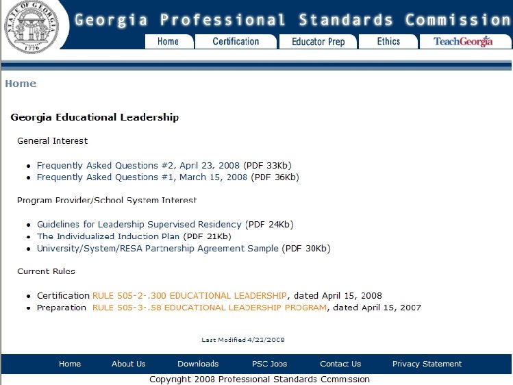 Georgia Professional Standards Commission Leadership Certification ...