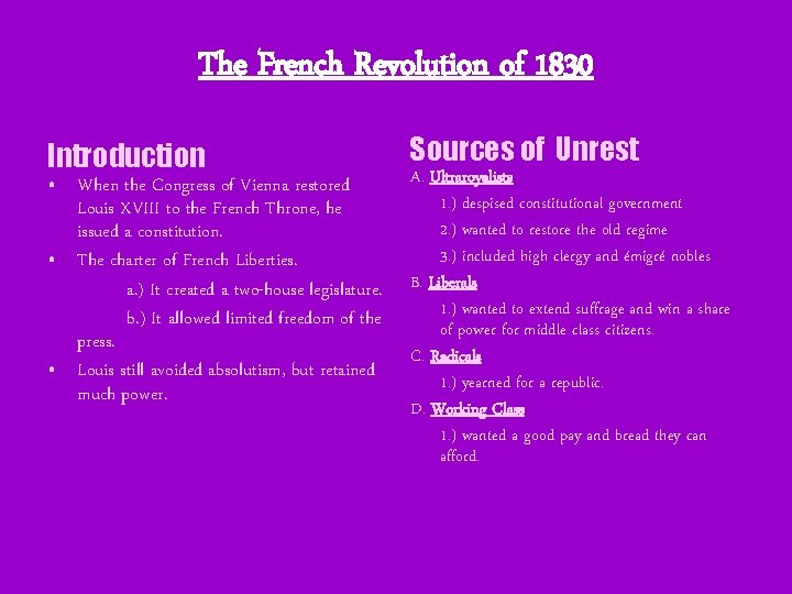 The French Revolution of 1830 Introduction When the