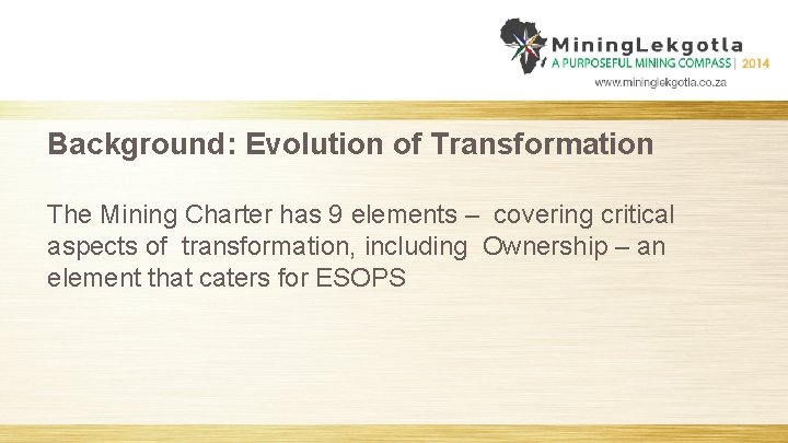 TRANSFORMATION IN SA MINING INDUSTRY Thibedi Ramontja Dept