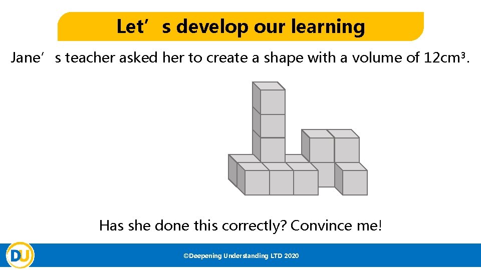Progression in Mastery Year 6 Volume Counting Cubes