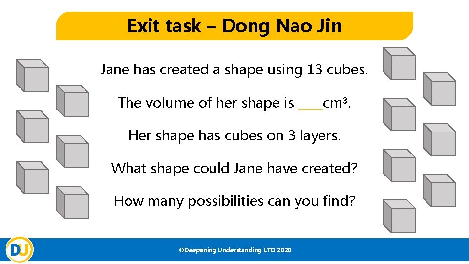 Progression in Mastery Year 6 Volume Counting Cubes