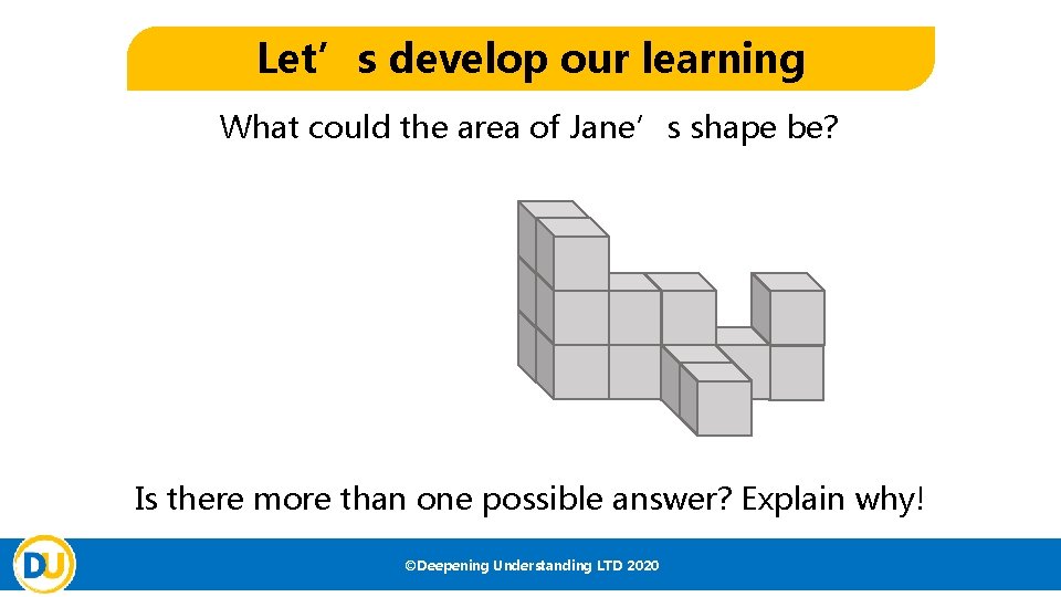 Progression in Mastery Year 6 Volume Counting Cubes