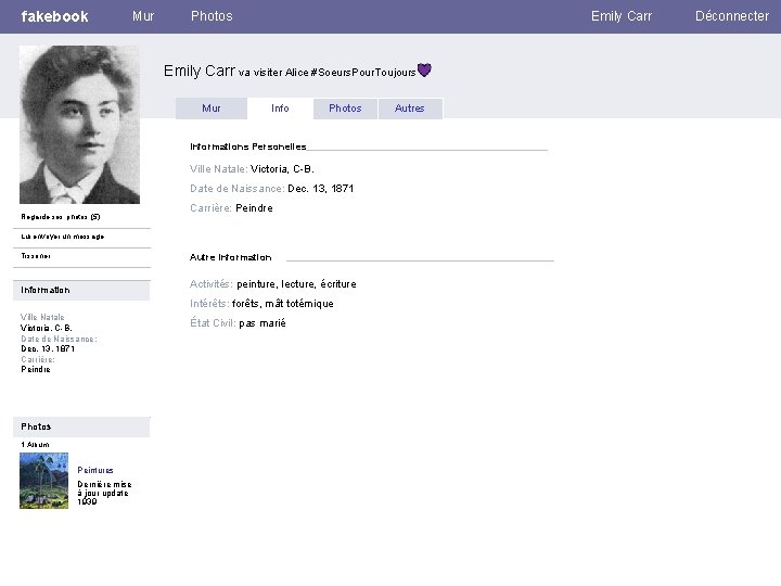 fakebook Mur Photos Emily Carr Dconnecter Emily Carr