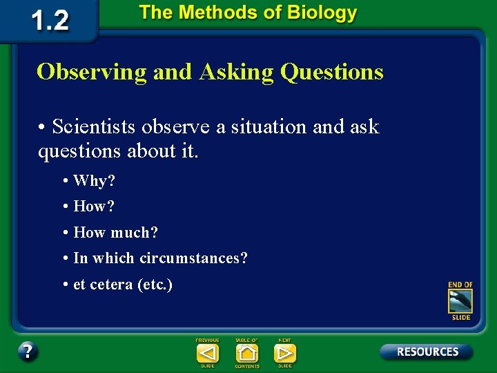 Observing and Asking Questions Scientists observe a situation