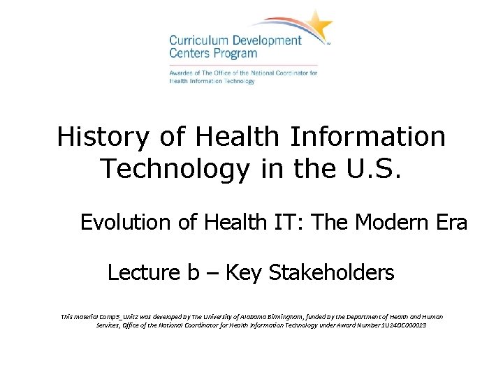 History of Health Information Technology in the U
