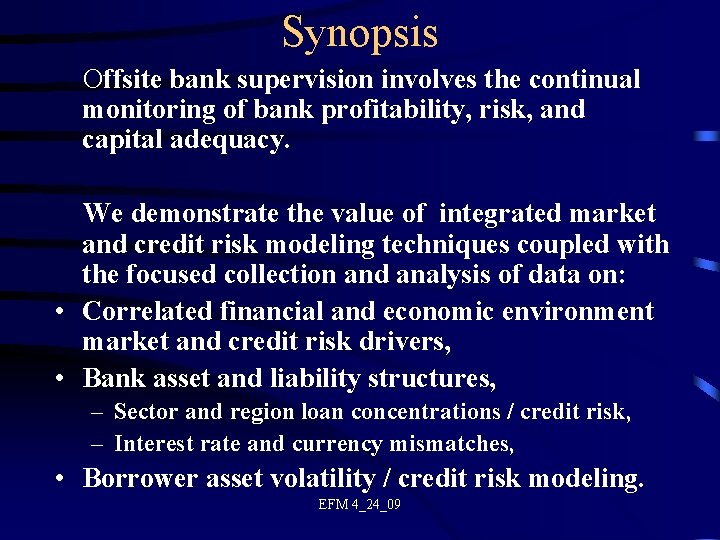 Offsite Bank Supervision Analysis of Bank Profitability Risk