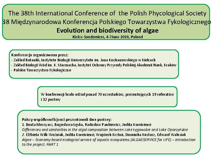 The 38 th International Conference of the Polish
