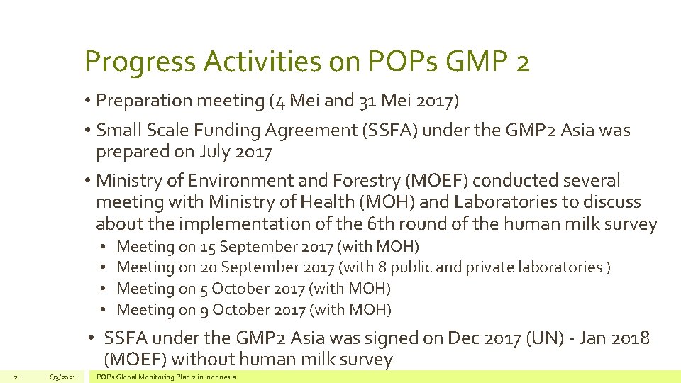 Progress of the POPs GMP 2 in Indonesia