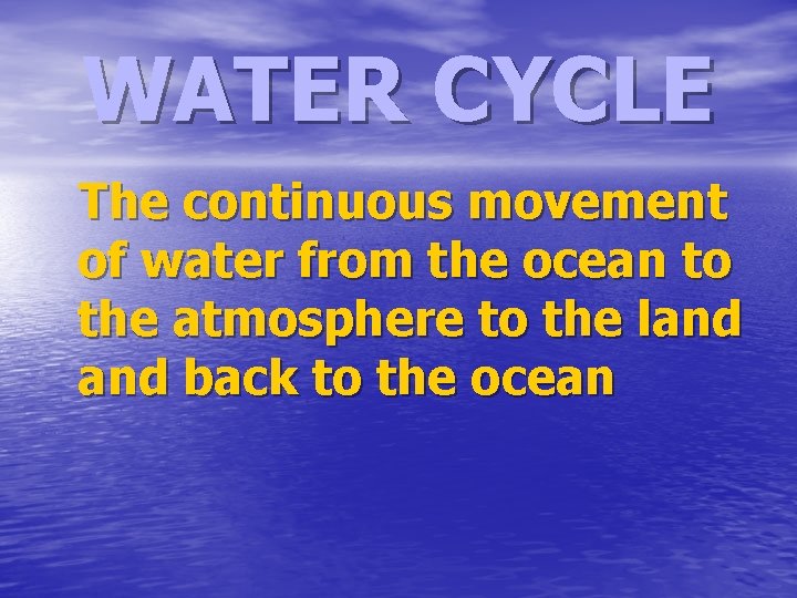 SALINITY The amount of dissolved solids in a