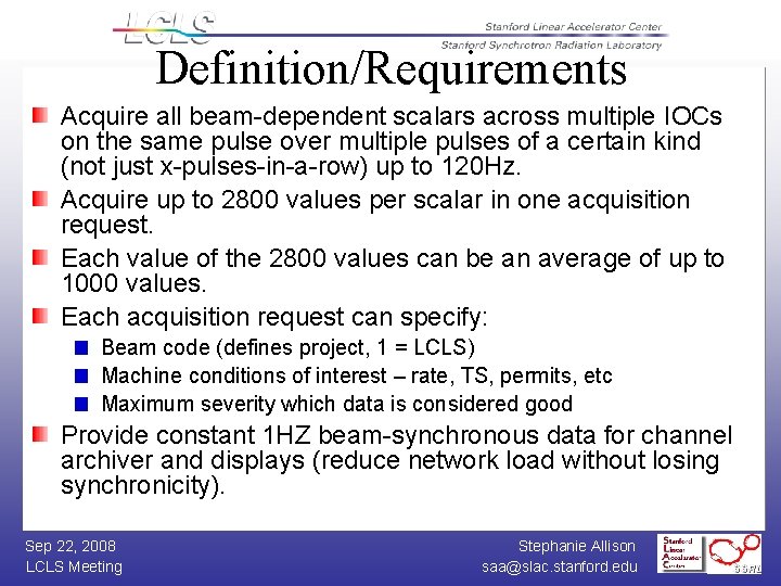 Beam Synchronous Acquisition on IOC DefinitionRequirements Current ...