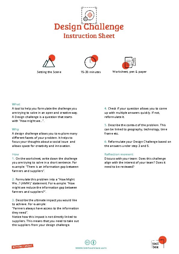 Design Challenge Instruction Sheet Setting the Scene Worksheet