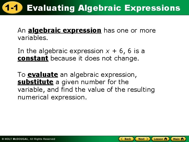 1 1 Evaluating Algebraic Expressions Warm Up Evaluate