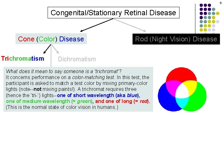1 CongenitalStationary Retinal Disease Two very basic categories