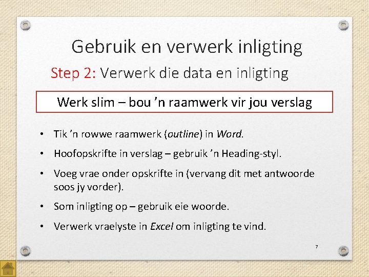 Module 6 3 Verwerking van inligting en aanbieding