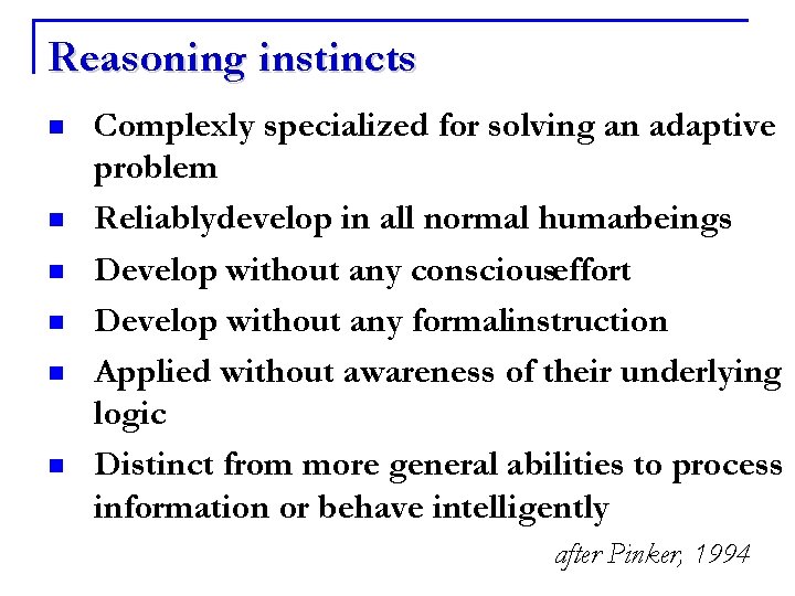 Cognitive Adaptations for Social Exchange Leda Cosmides Center