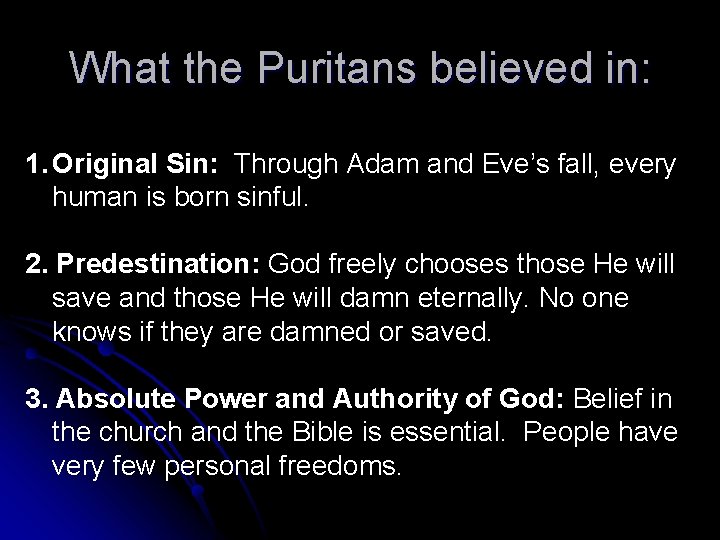The Puritan Belief System 1620 1720 Sin and