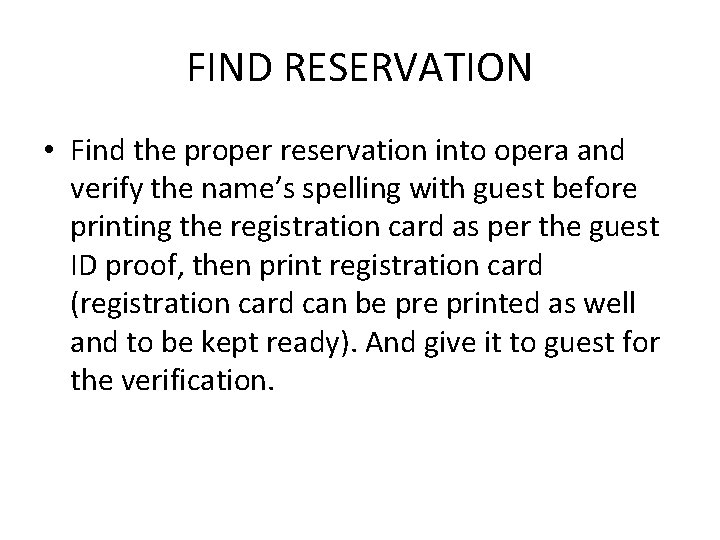 SOP CHECK IN PROCESS RECEPTIONIST GREET THE GUEST