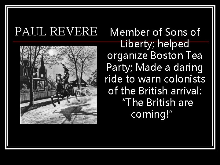 Key People and Events of the Revolutionary War