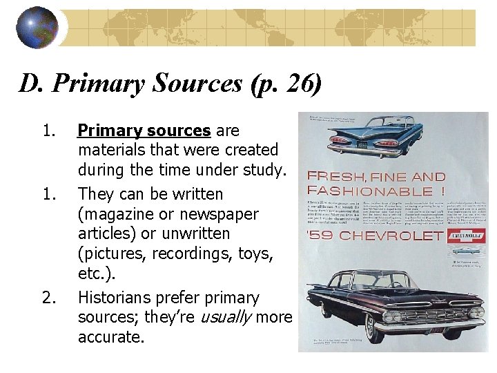2 1 Understanding History pp 24 29 Objectives