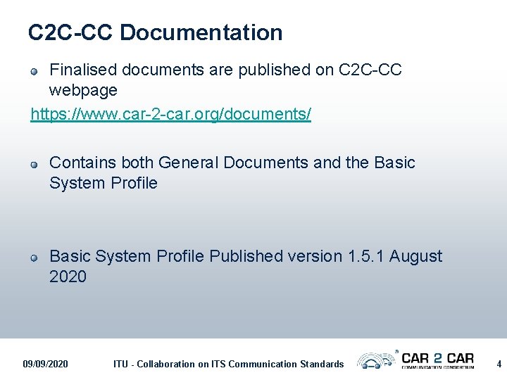 CAR 2 CAR Communication Consortium presentation to ITU