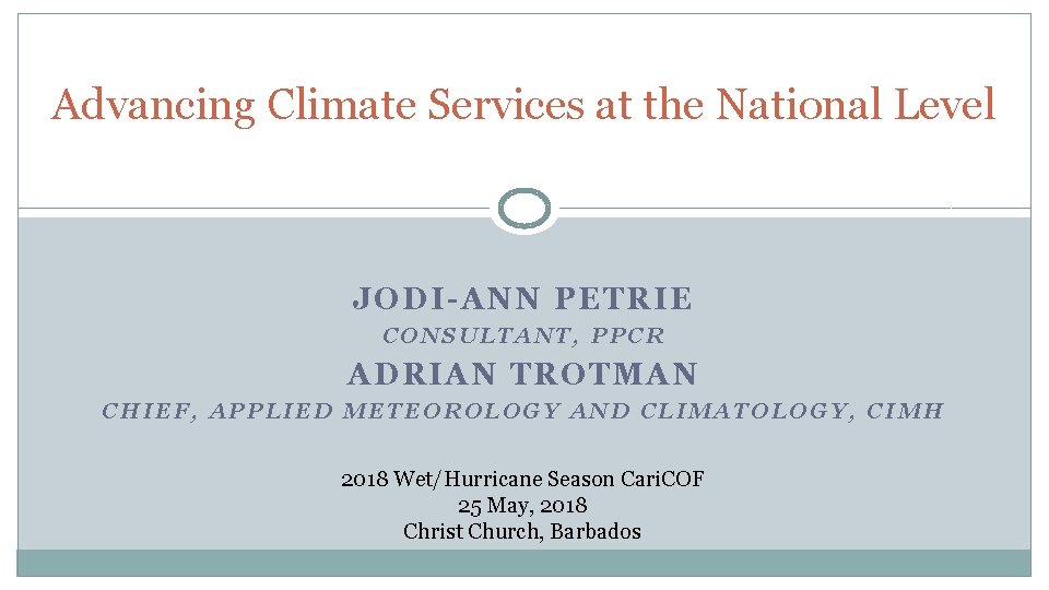 Advancing Climate Services at the National Level JODIANN