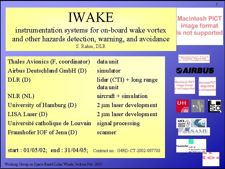 1 IWAKE instrumentation systems for onboard wake vortex