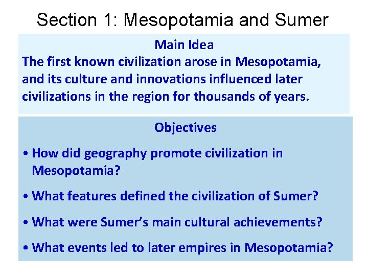 Section 1 Mesopotamia and Sumer The Great Ziggurat