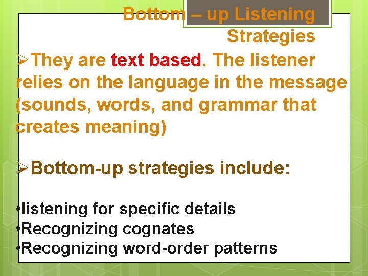 Developing assessing listening skills in a competencybased curriculum