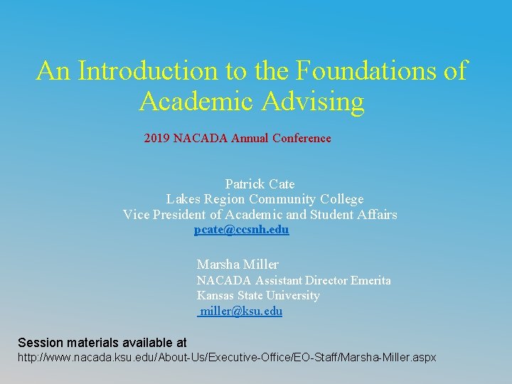 An Introduction to the Foundations of Academic Advising