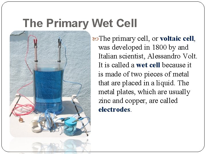 Electrochemical Cells Lesson 8 Electrical Energy from Chemical