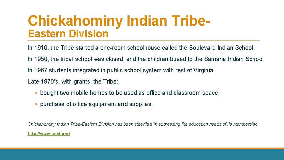 Virginia STEP Project Chickahominy Eastern Division Tribal Center