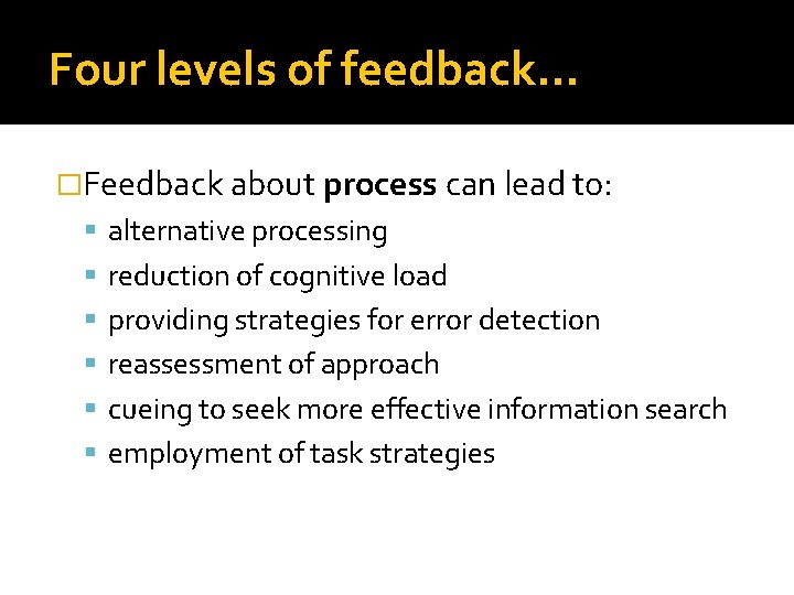 Welcome Effective Feedback Impact Providing students with opportunities